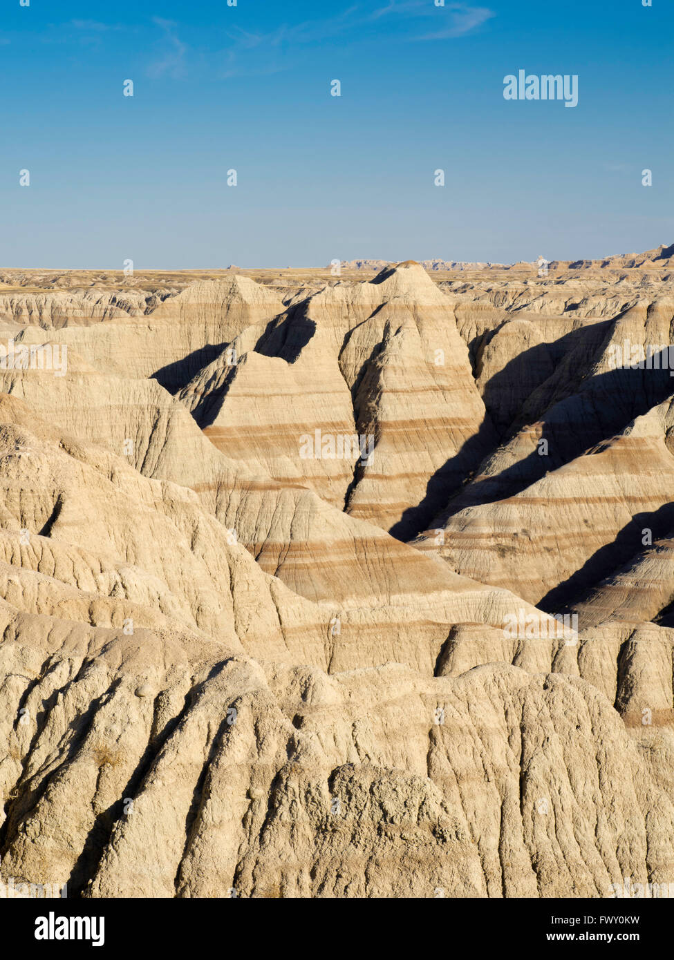 View of Badlands National Park on an early spring day; South Dakota ...