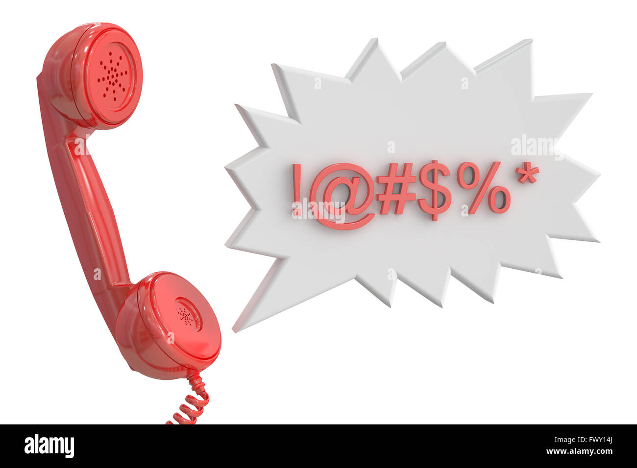 Handset and speech bubble with censored swearing words, 3D rendering ...