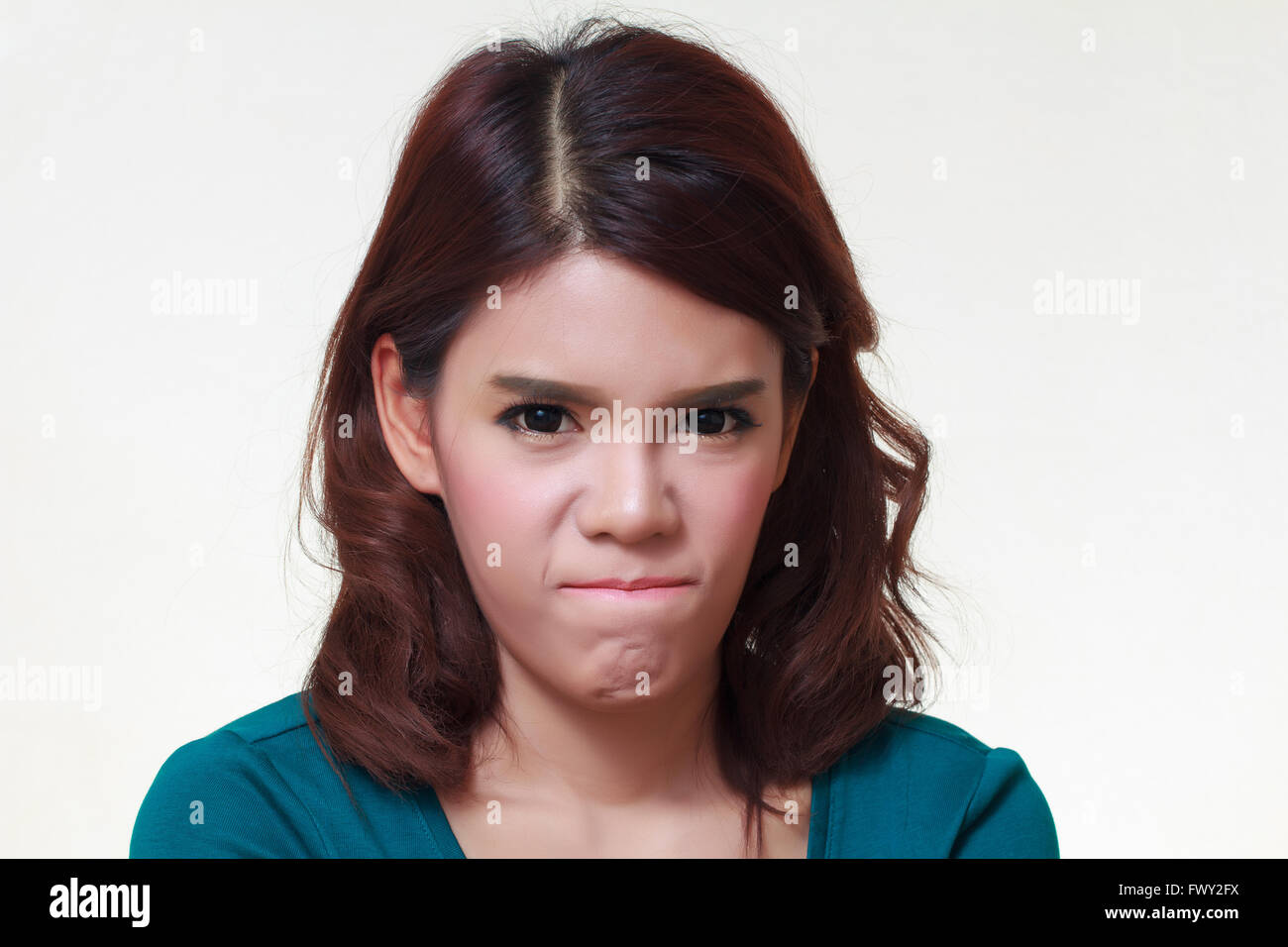 Closeup portrait beautiful young woman of angry Stock Photo - Alamy