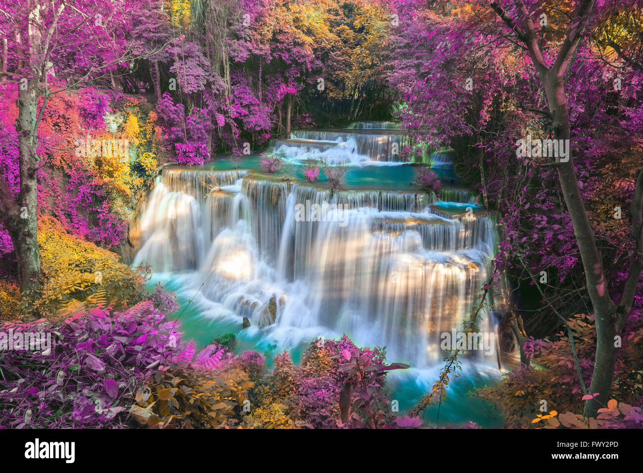 Waterfalls In Deep Forest at Huai Mae Khamin Waterfall in National Park ...