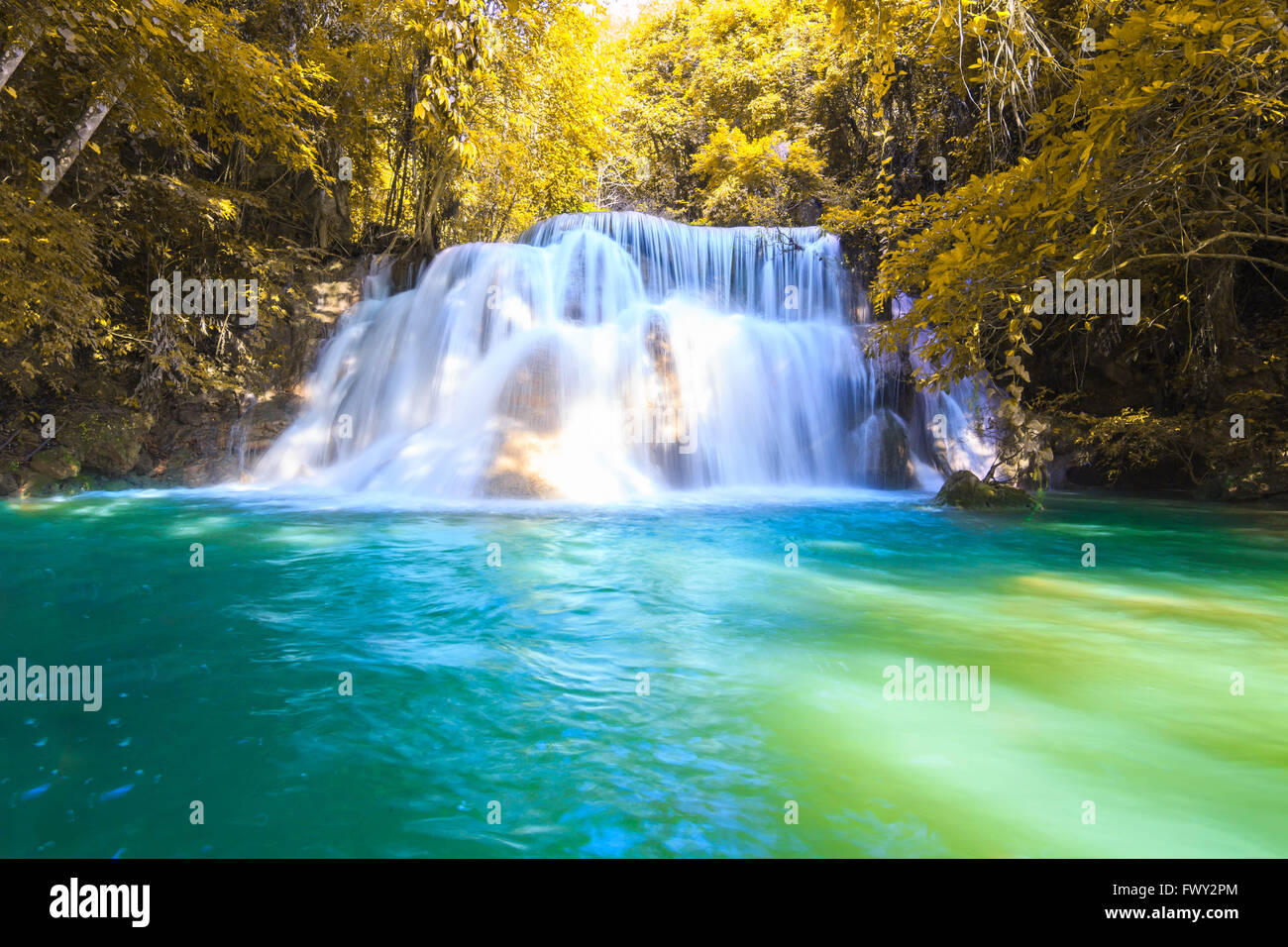 Waterfalls In Deep Forest at Huai Mae Khamin Waterfall in National Park ...