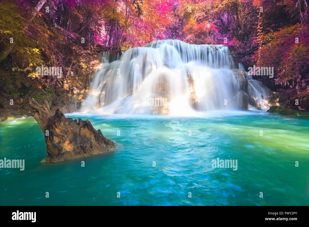 Waterfalls In Deep Forest at Huai Mae Khamin Waterfall in National Park ...