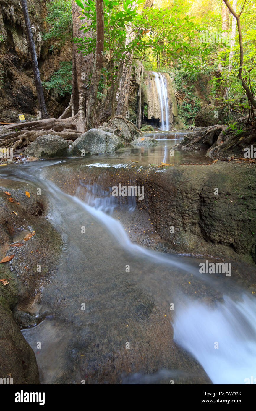 Waterfalls In Deep Forest at Erawan Waterfall in National Park ...
