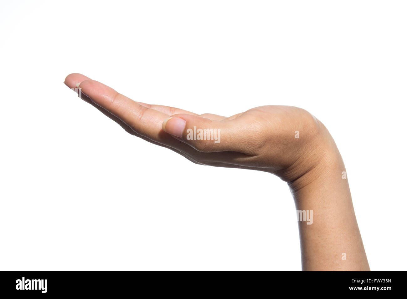 empty female woman hand holding isolated on white background Stock ...