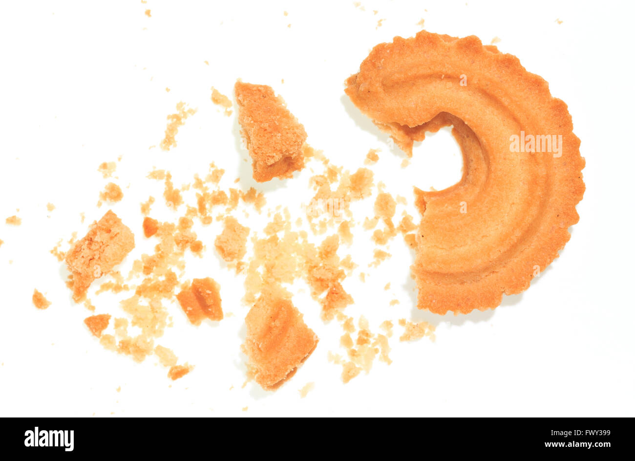 Crumbs of Classic Vanilla Cookies isolated on white background Stock ...