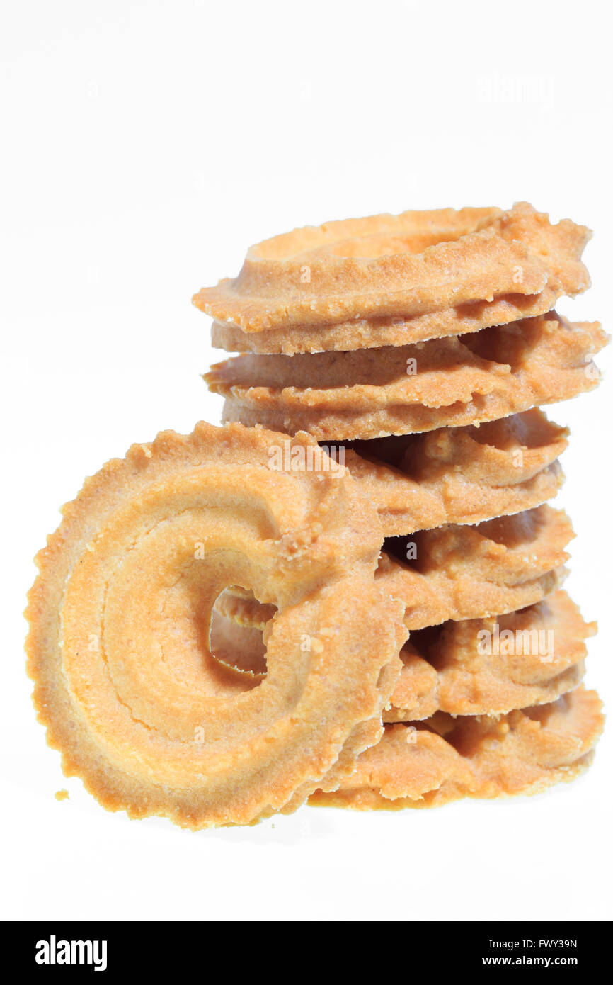 Classic Vanilla Cookies isolated on white background Stock Photo - Alamy