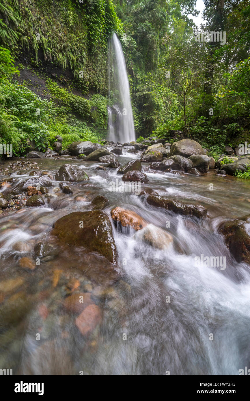 Tiu Kelep waterfall near Rinjani, Senaru, Lombok, Indonesia, Southeast ...