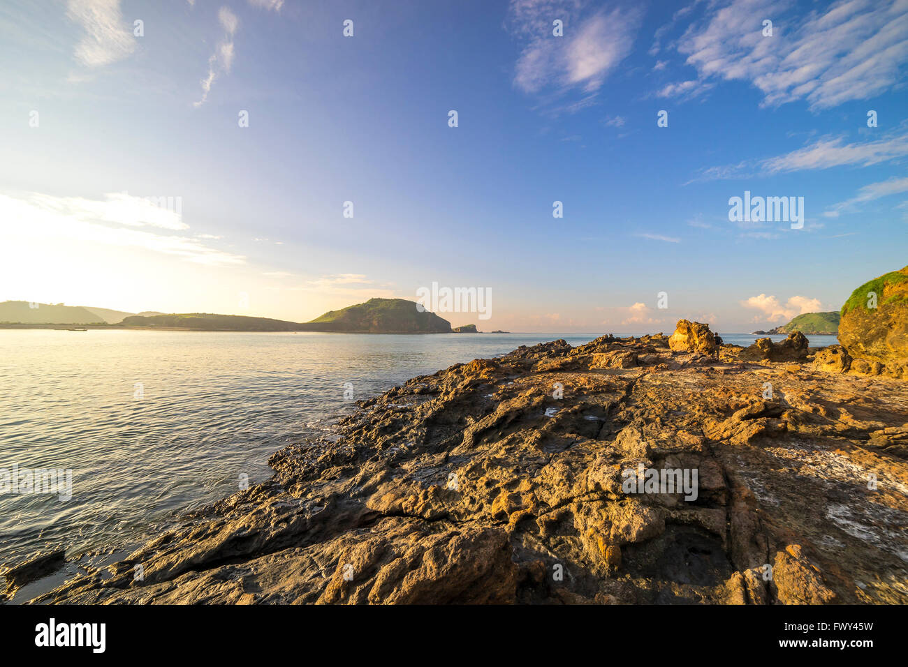 Texture of beach rock with nature sunlight Stock Photo - Alamy