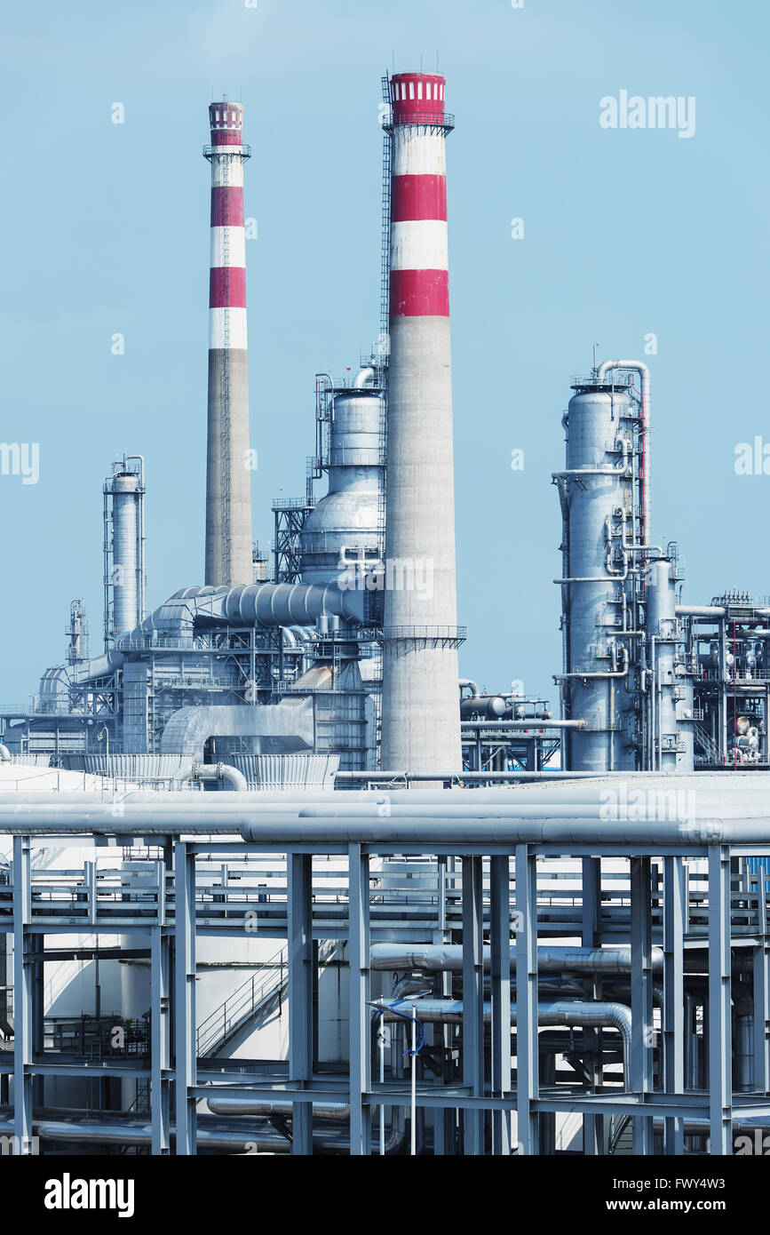gas processing factory. landscape with gas and oil industry Stock Photo ...