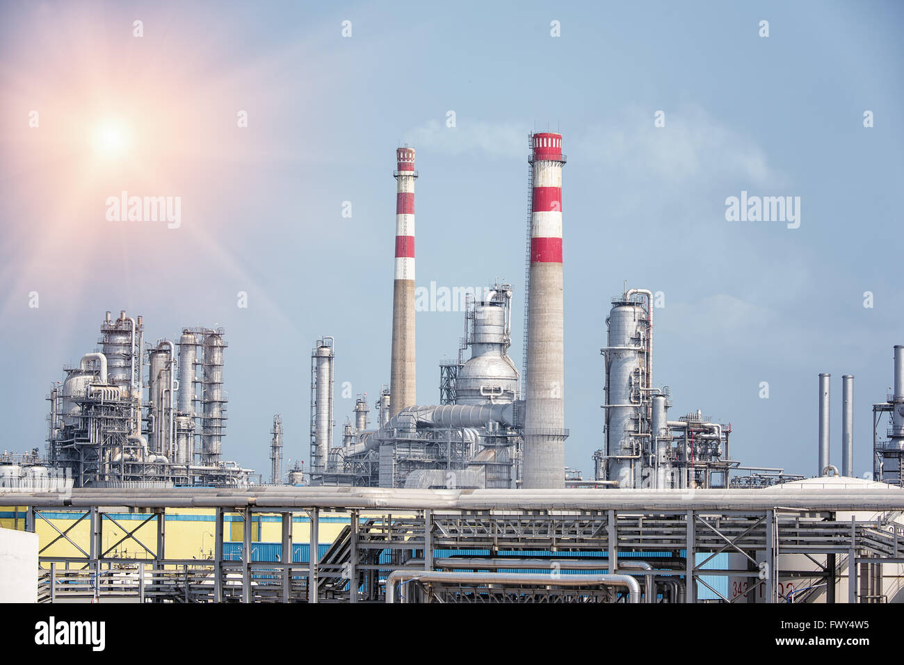 gas processing factory. landscape with gas and oil industry Stock Photo ...
