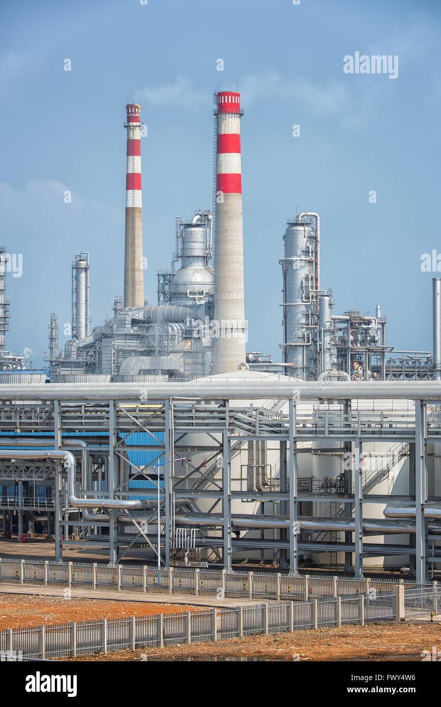 gas processing factory. landscape with gas and oil industry Stock Photo ...