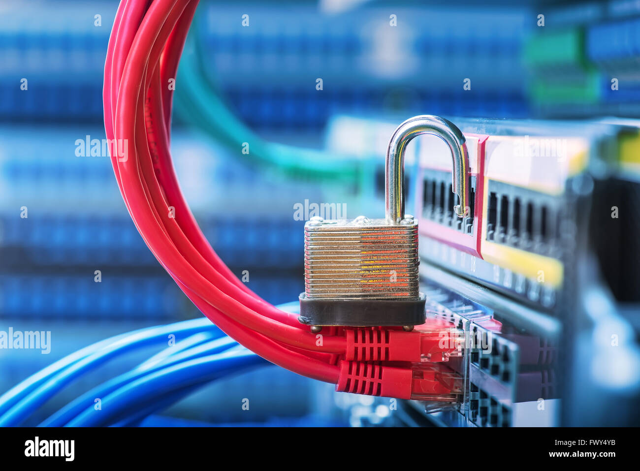 network and data protection concept with padlock and switch Stock Photo ...