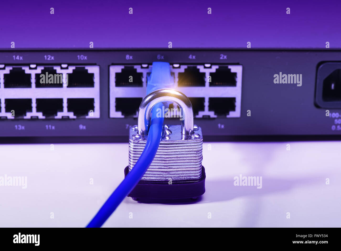 network and data protection concept with padlock and switch Stock Photo ...