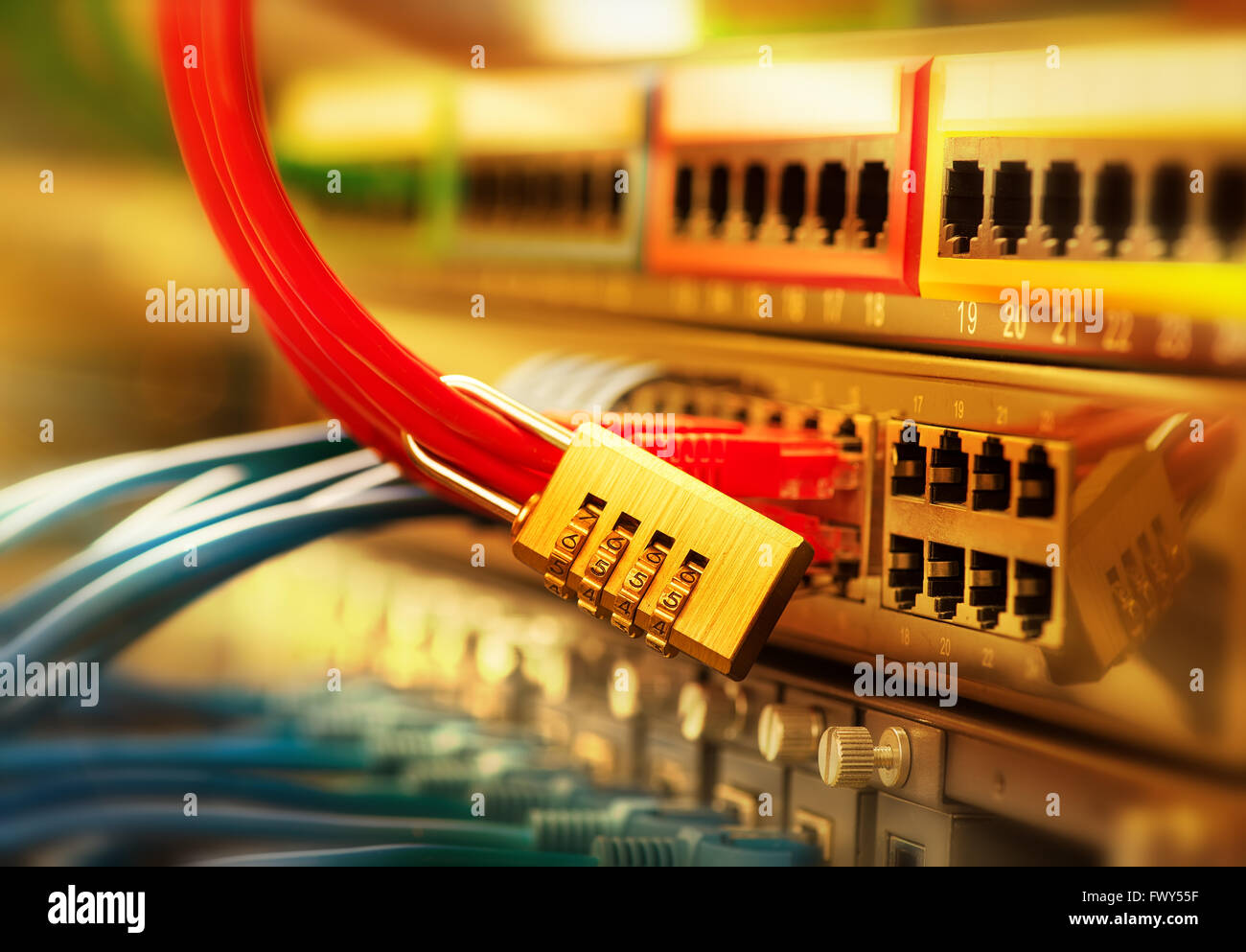 network and data protection concept with padlock and switch Stock Photo ...