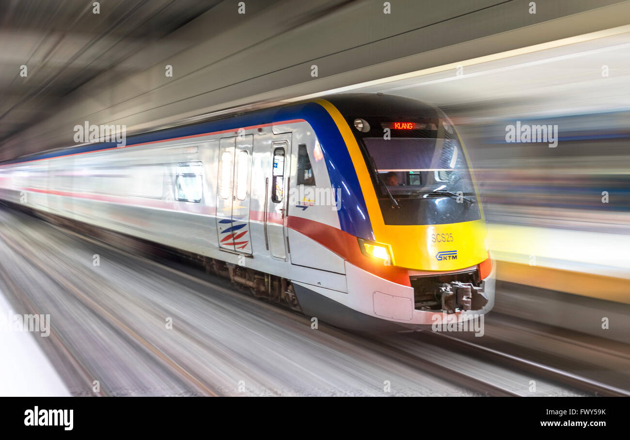 KUALA LUMPUR, MALAYSIA - JANUARY 10, 2016: Light railway train at KL ...