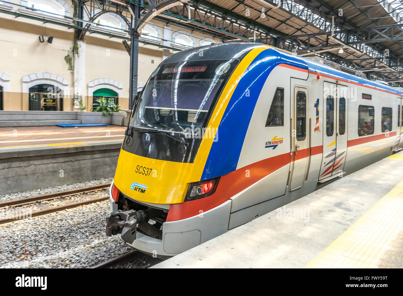 KUALA LUMPUR, MALAYSIA - JANUARY 10, 2016: Light railway train at KL ...
