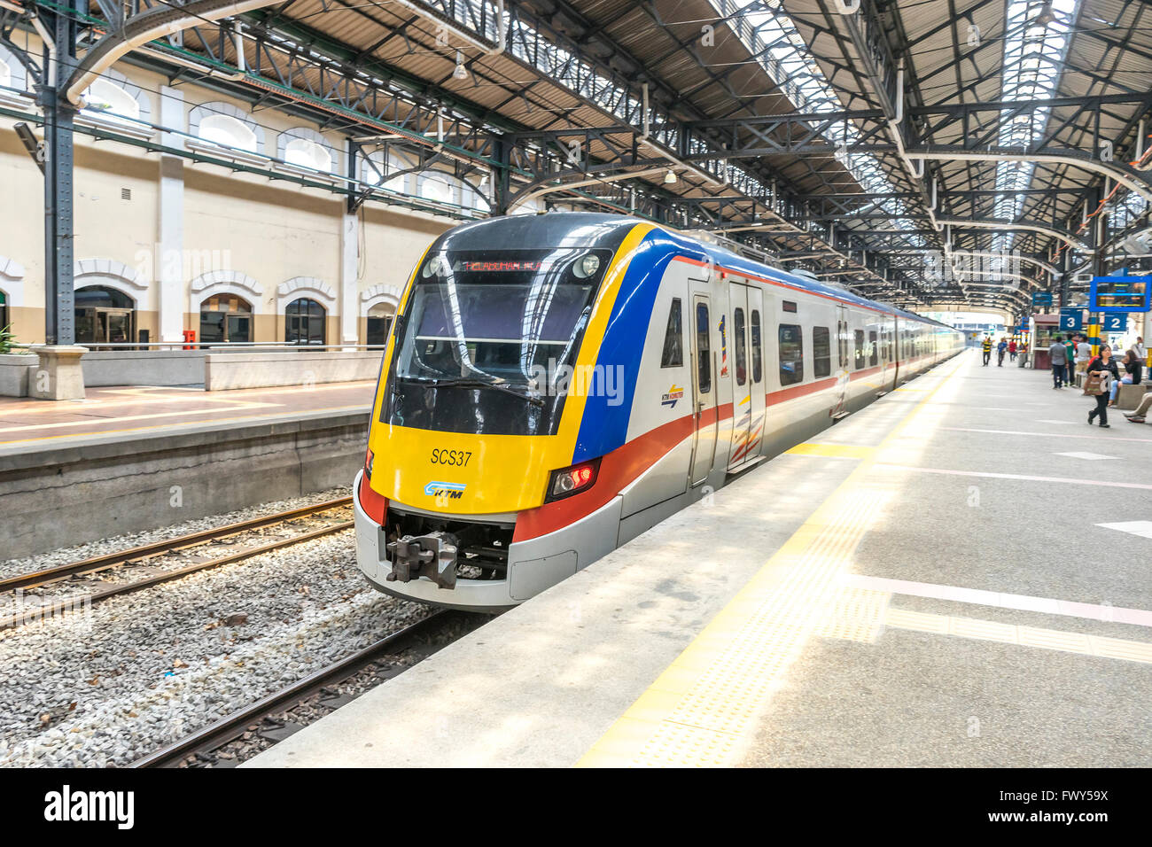 KUALA LUMPUR, MALAYSIA - JANUARY 10, 2016: Light railway train at KL ...