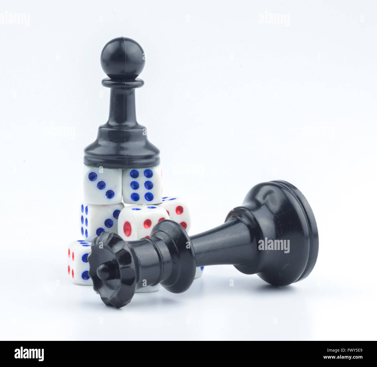 Chess and white dice Stock Photo - Alamy