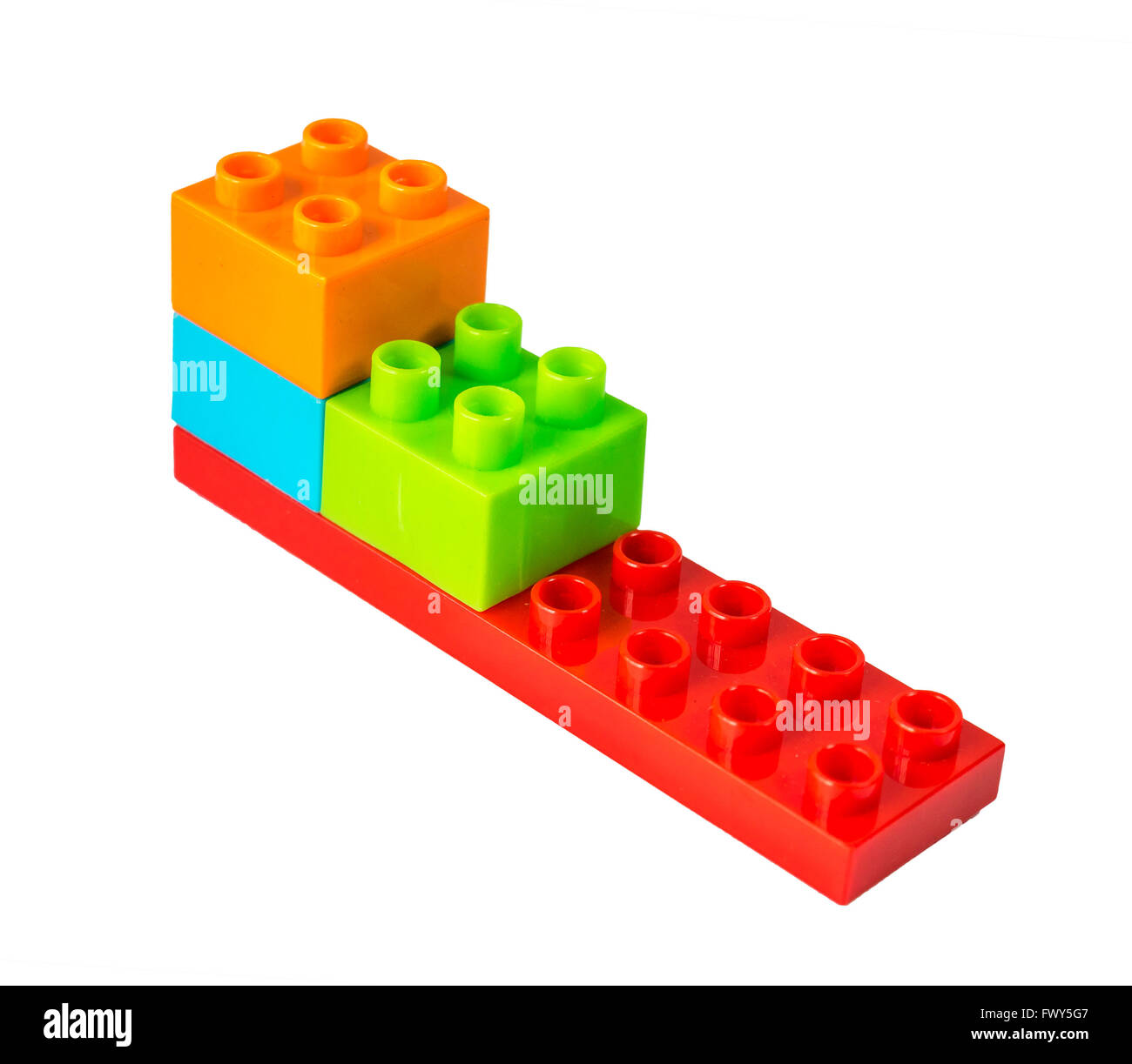 Plastic building blocks isolated on white background Stock Photo - Alamy