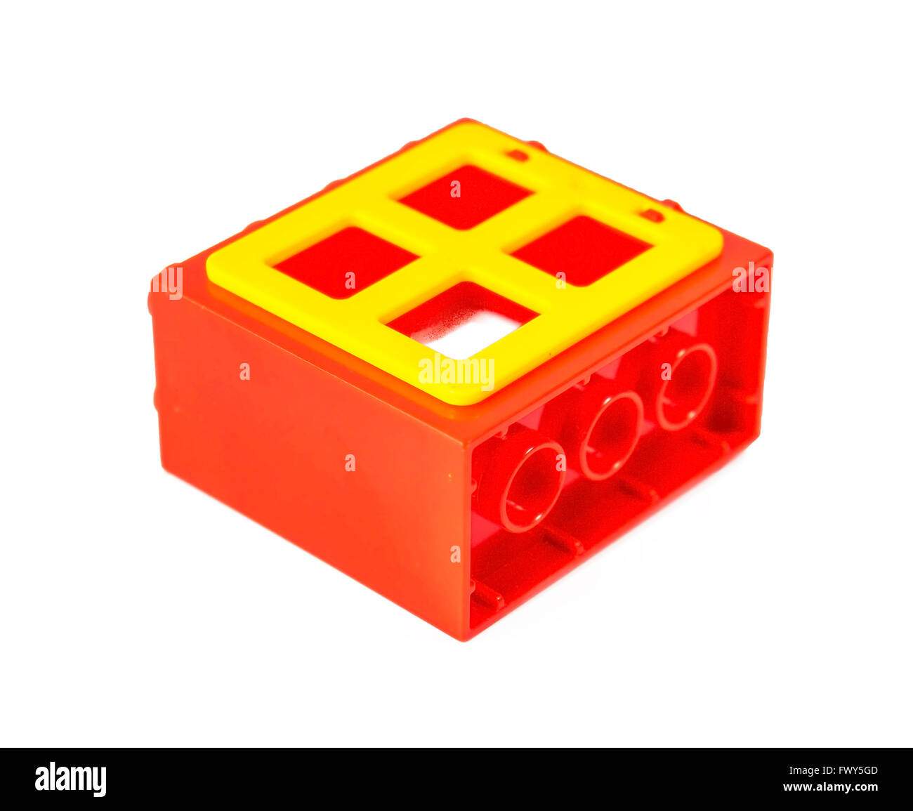 Plastic building blocks isolated on white background Stock Photo - Alamy