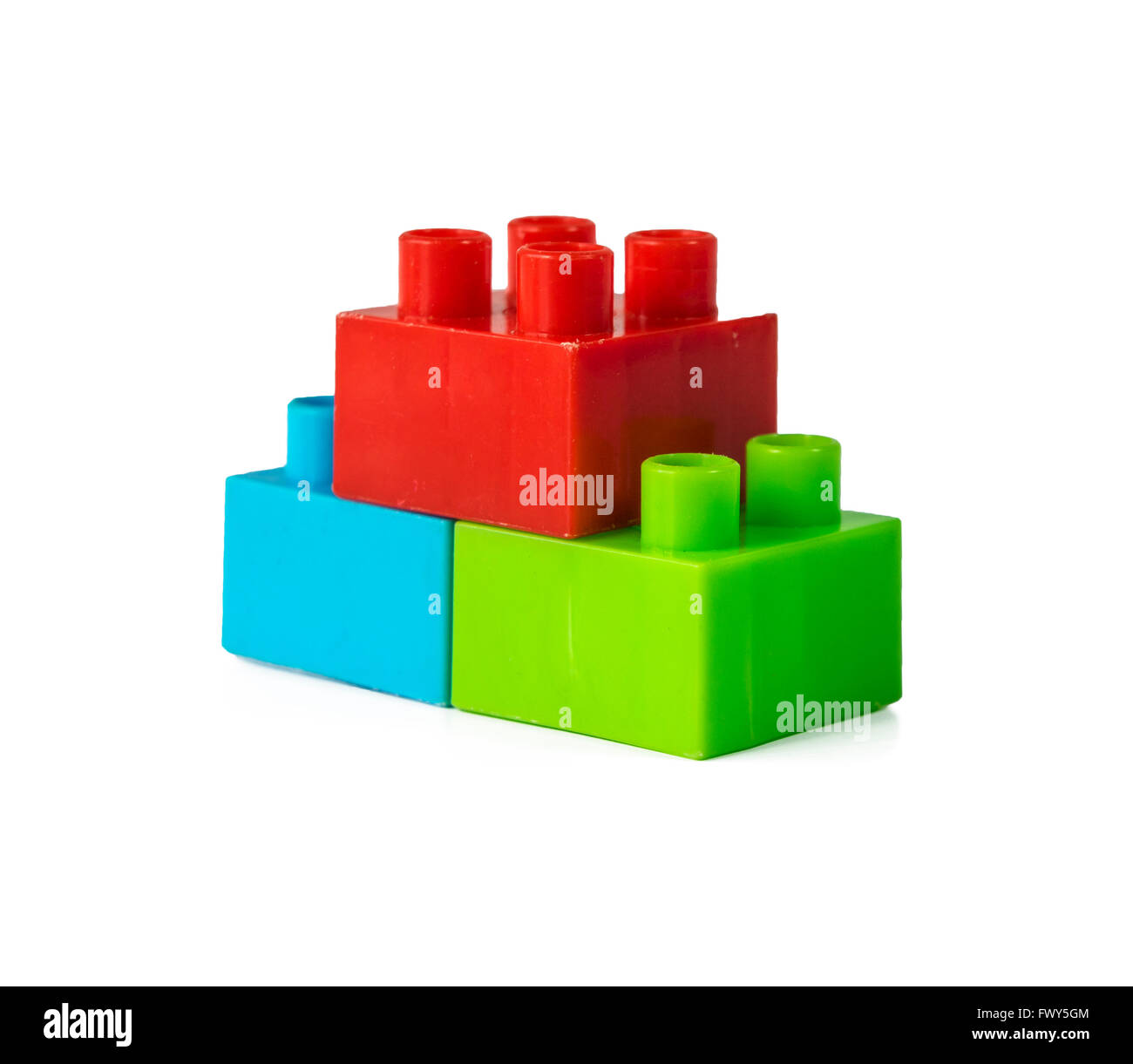 Plastic building blocks isolated on white background Stock Photo - Alamy