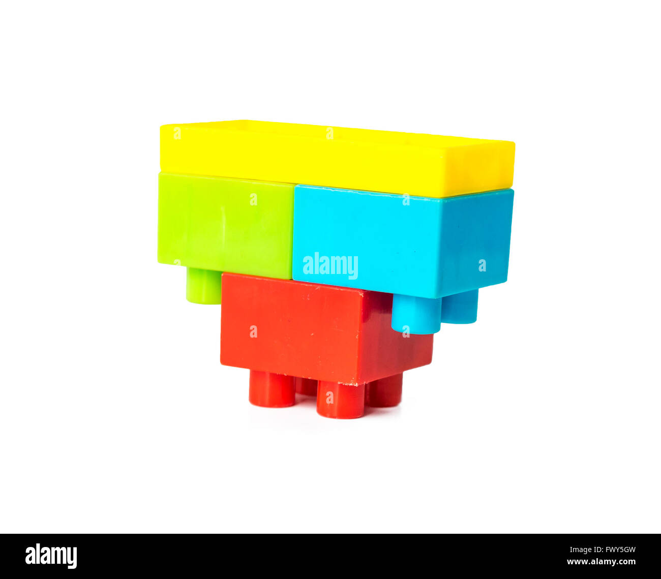 Plastic building blocks isolated on white background Stock Photo - Alamy