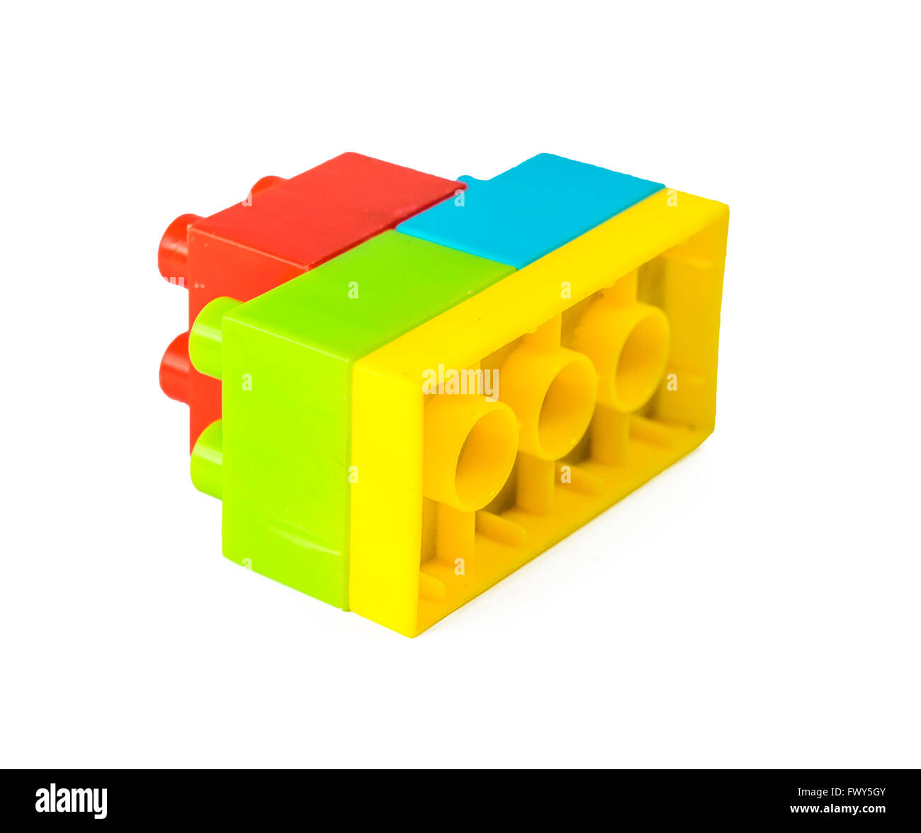 Plastic building blocks isolated on white background Stock Photo - Alamy