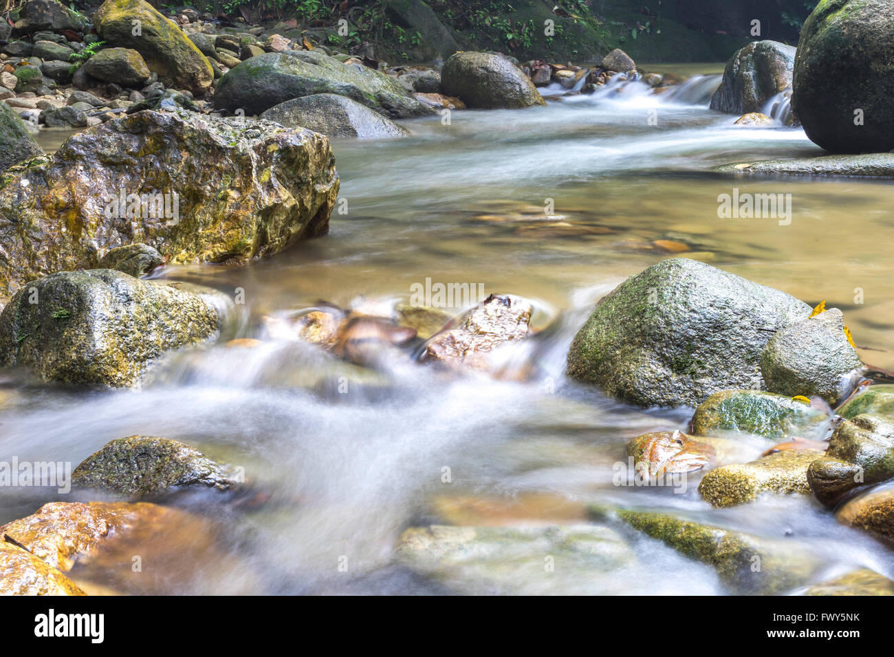 Natural flow of water stream in close up view Stock Photo - Alamy