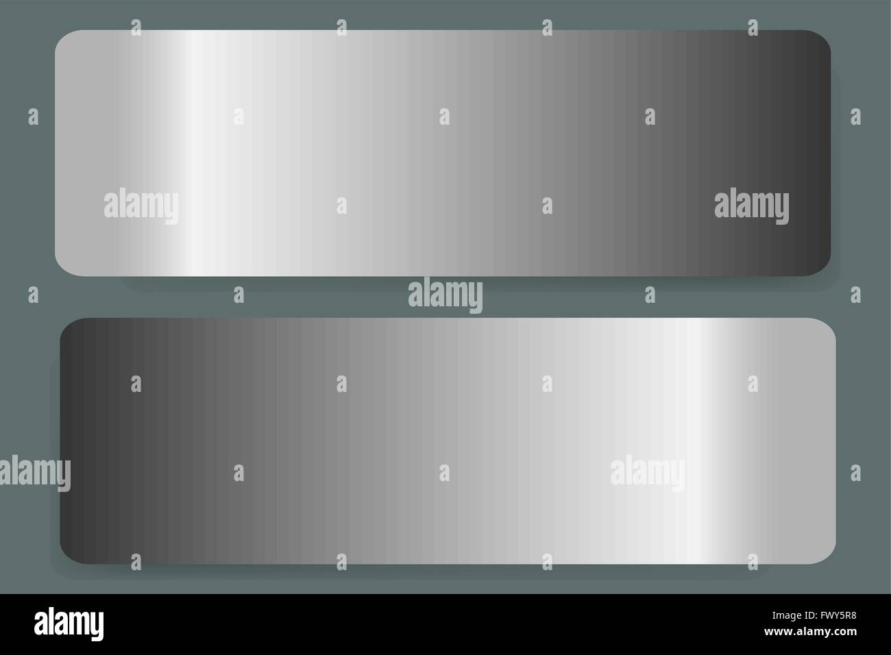 Two stainless steel horizontal labels vector with shadows on the trendy ...