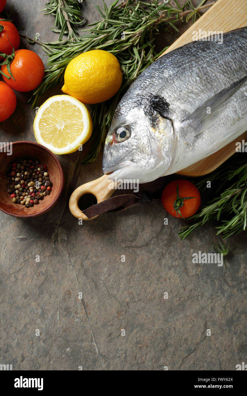 food background with fish, top view Stock Photo - Alamy