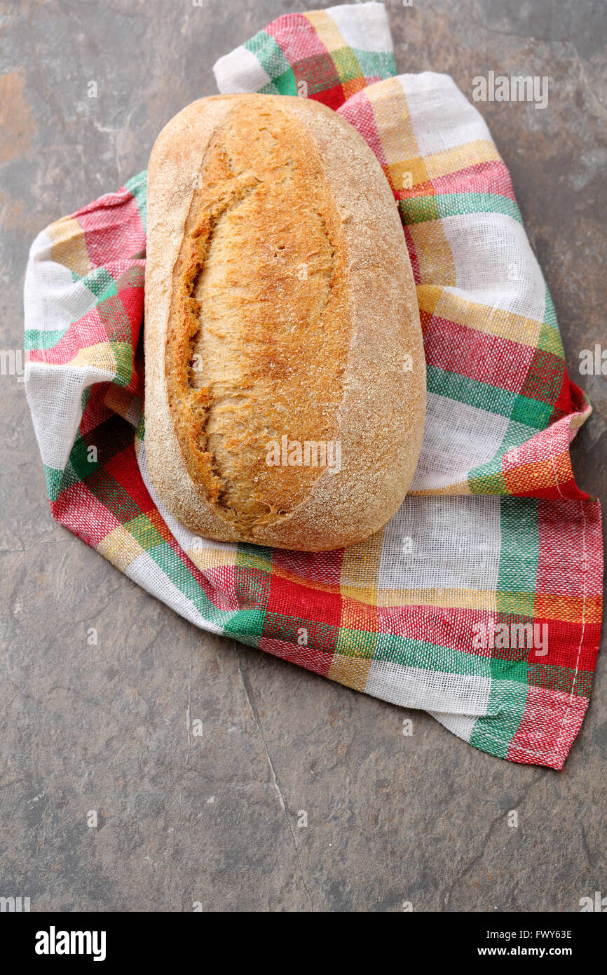 loaf of fresh bread, top view Stock Photo - Alamy