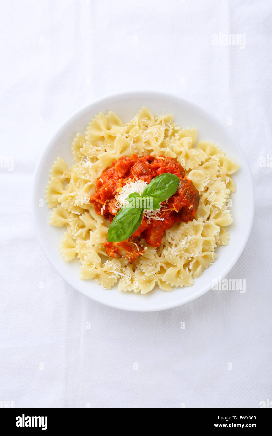 pasta with tomato sauce, food top view Stock Photo - Alamy