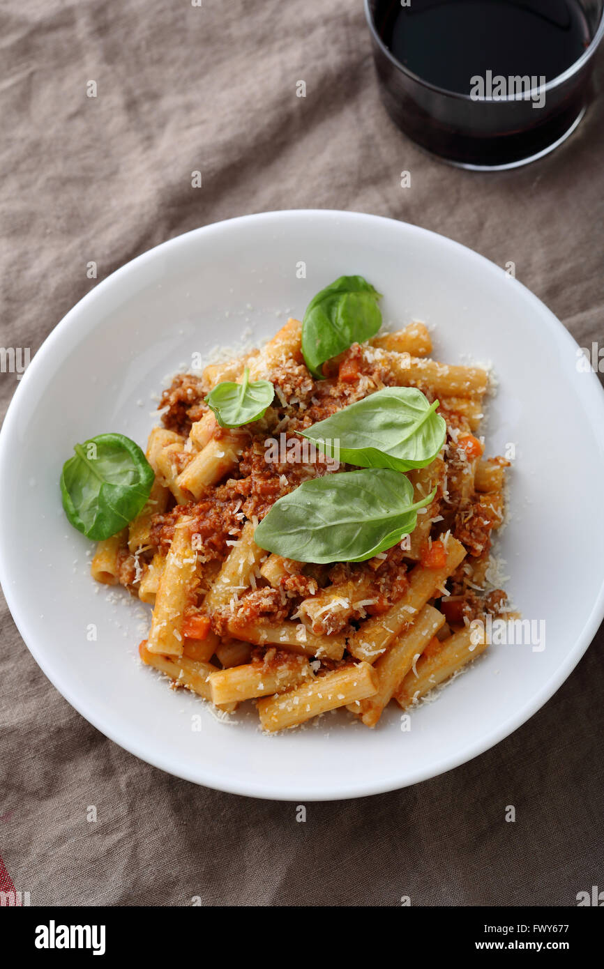 italian pasta in bowl, top view Stock Photo - Alamy