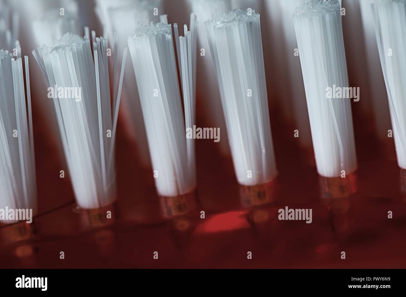 Brush with white bristles, closeup texture background Stock Photo - Alamy