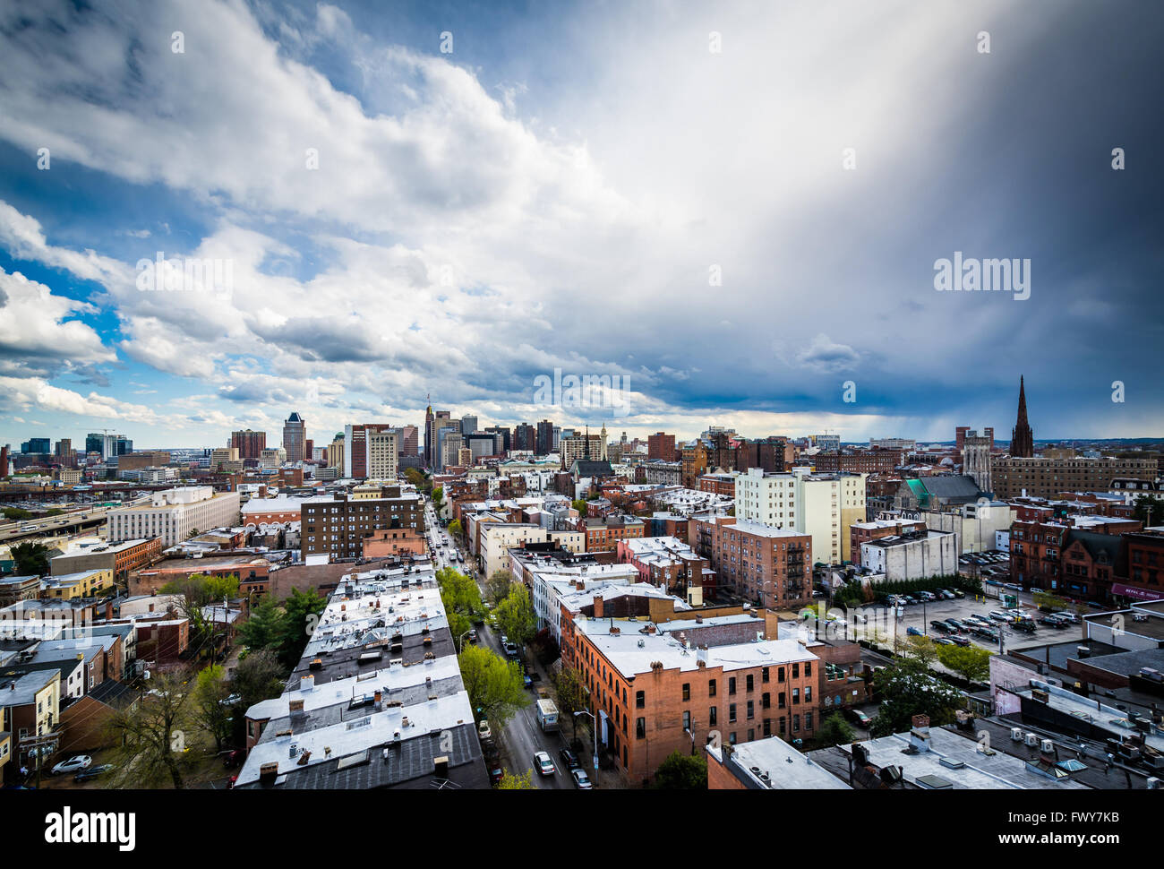View of storm clouds over Baltimore, from Mount Vernon, Baltimore ...