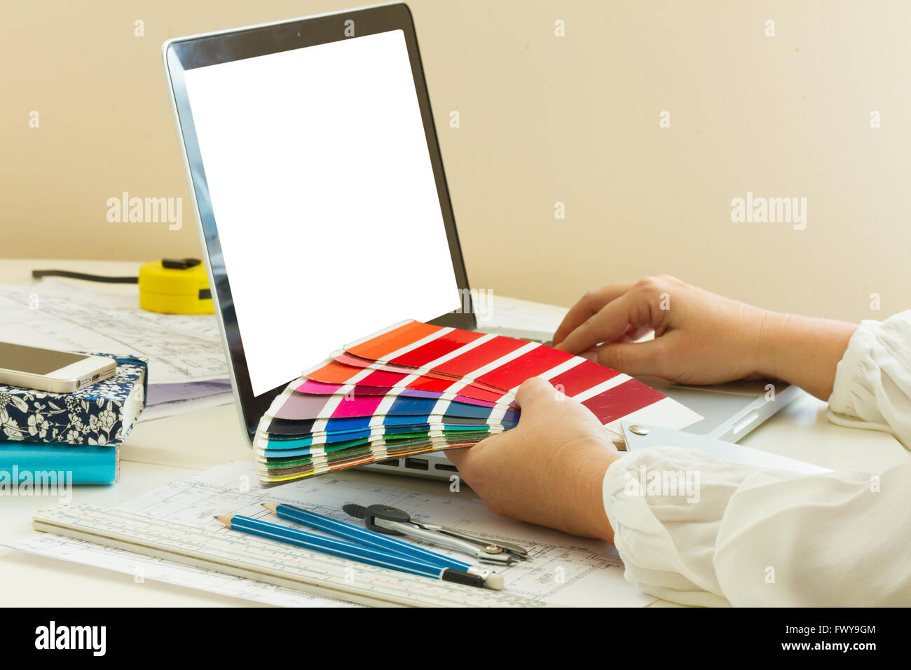 designer's working table Stock Photo - Alamy