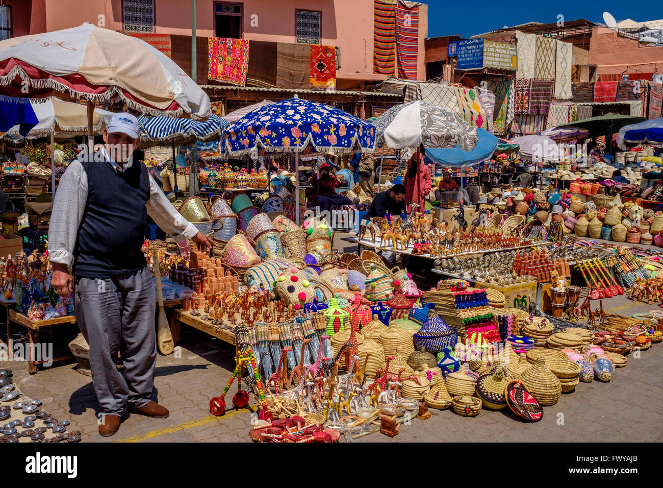 General view of a market square in Marrakech, Morocco, North Africa ...