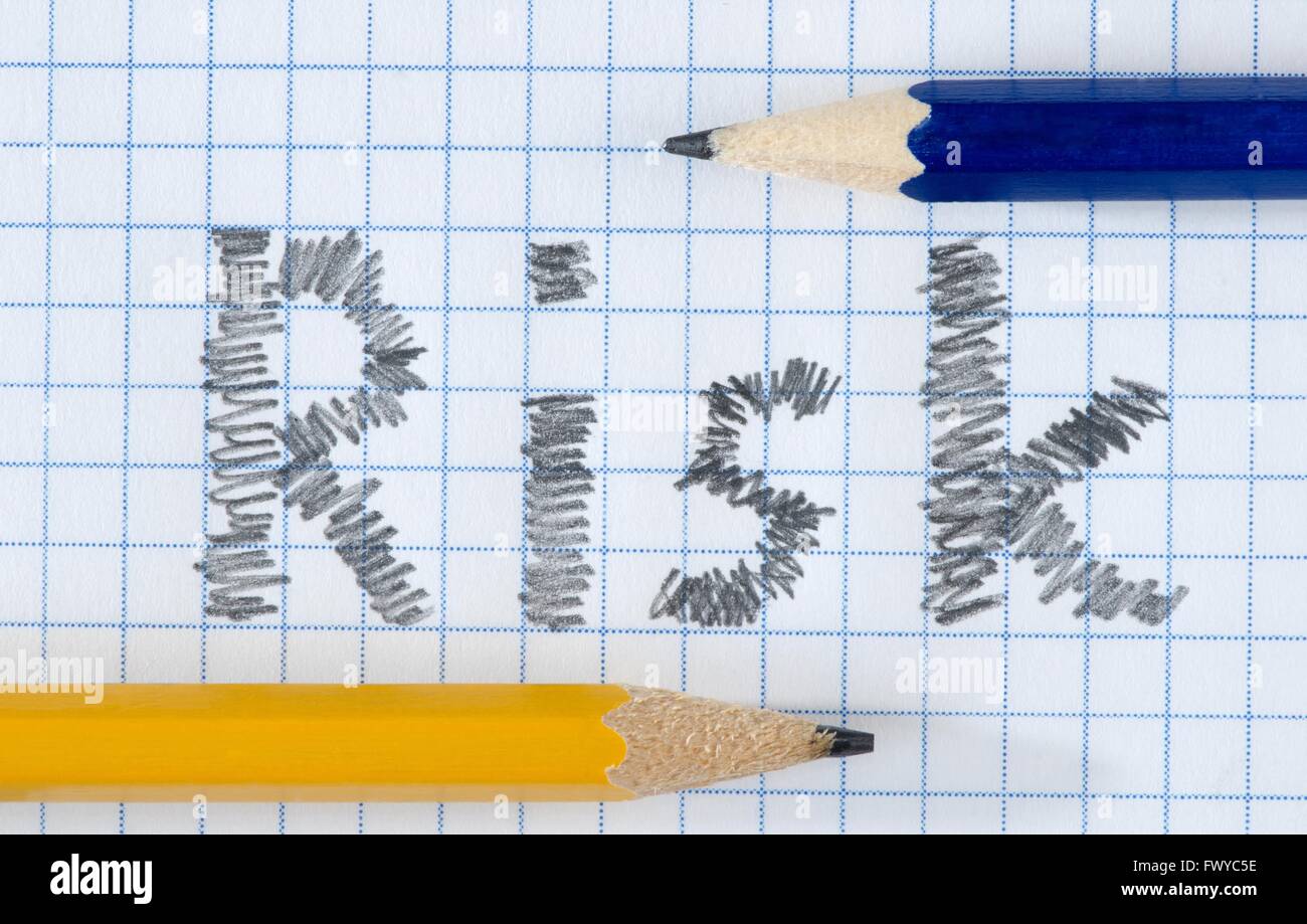 Risk word typed on white paper and yellow pencil Stock Photo - Alamy