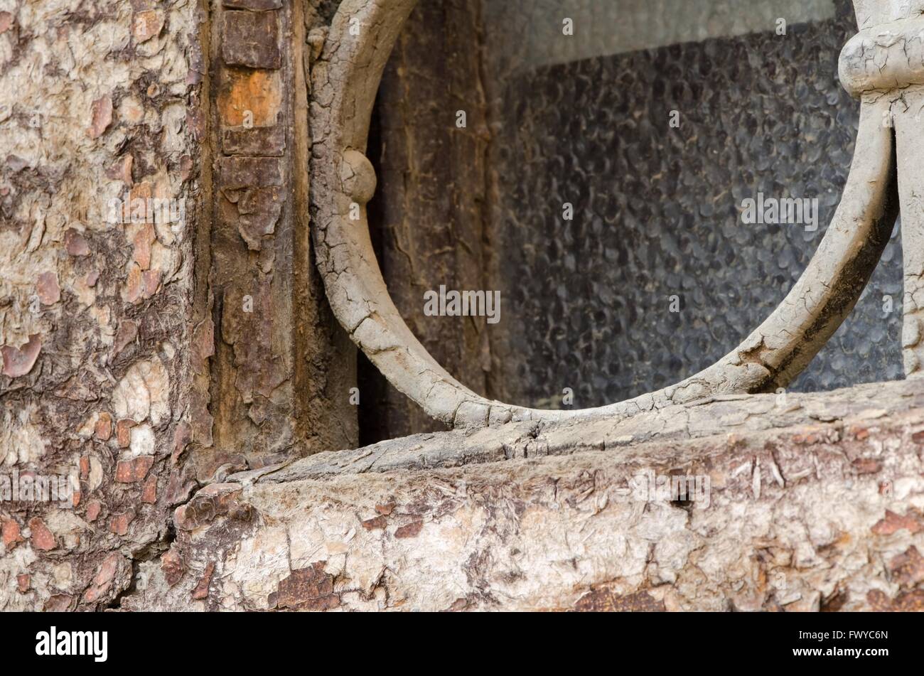Detail of old window with wooden grate Stock Photo - Alamy