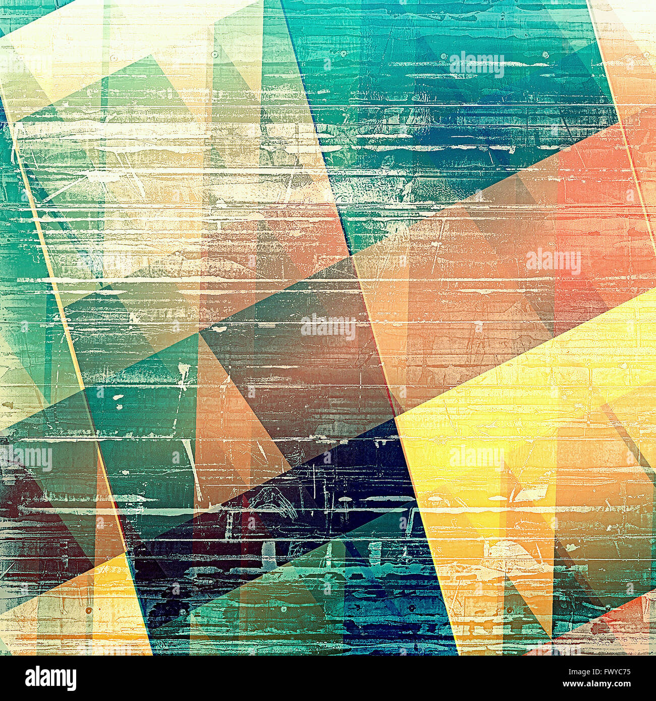 Retro geometric background with old grunge texture. With different ...