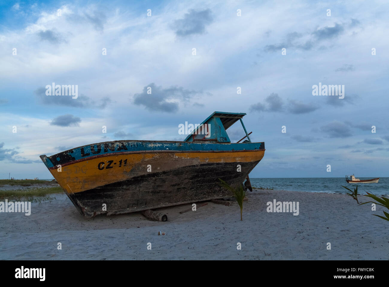 Red Boat Stranded On The White Sand High Resolution Stock Photography ...