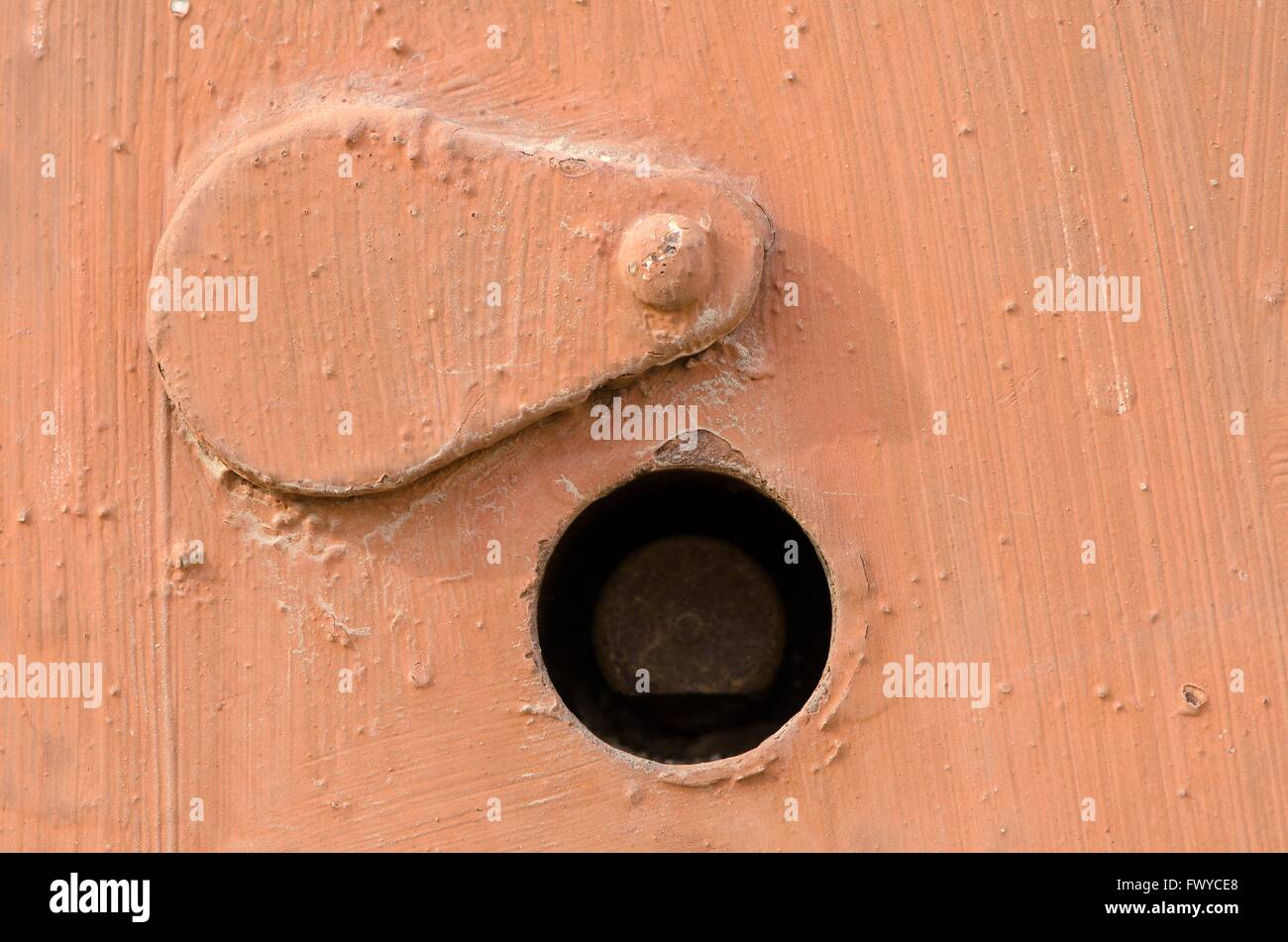 Orange rusty doors texture. Switchboard cover with keyhole Stock Photo ...