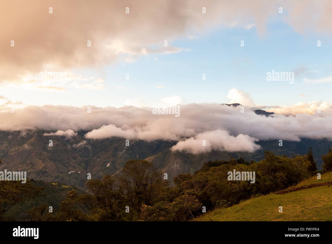 Scenic View Of The Andes Mountains Under Dramatic Sunset Clouds Stock ...