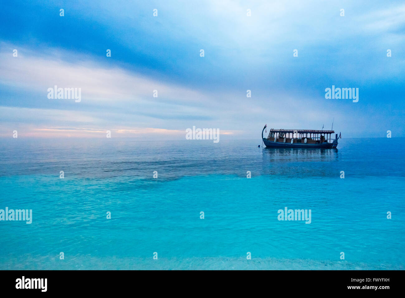 Dhonis (local Maldives boat) on the ocean, Maldives Stock Photo - Alamy