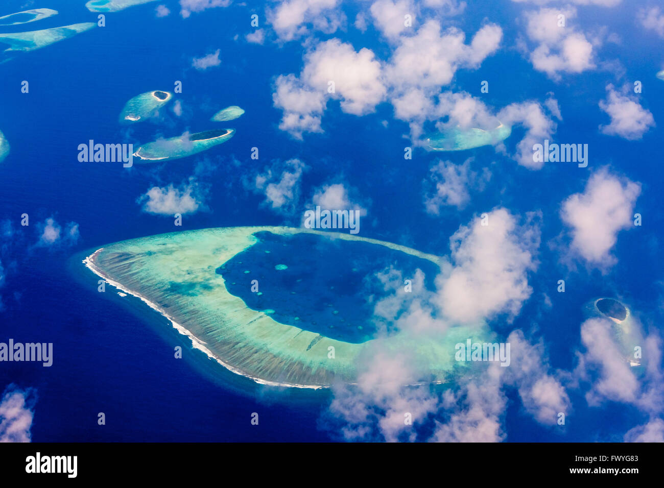 Aerial view of atolls in the ocean, Maldives Stock Photo - Alamy