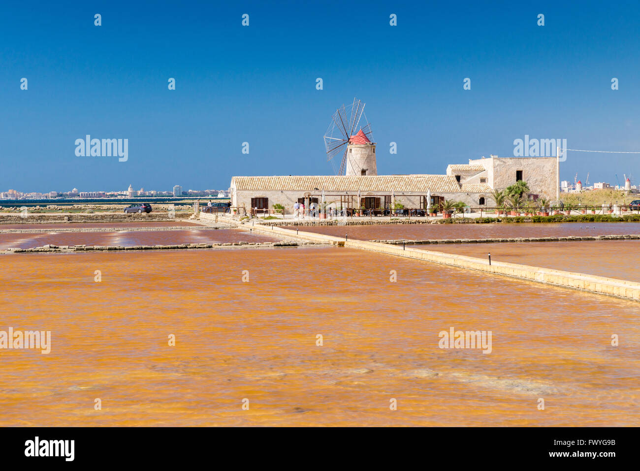 Sicily saltworks windmill hi-res stock photography and images - Alamy