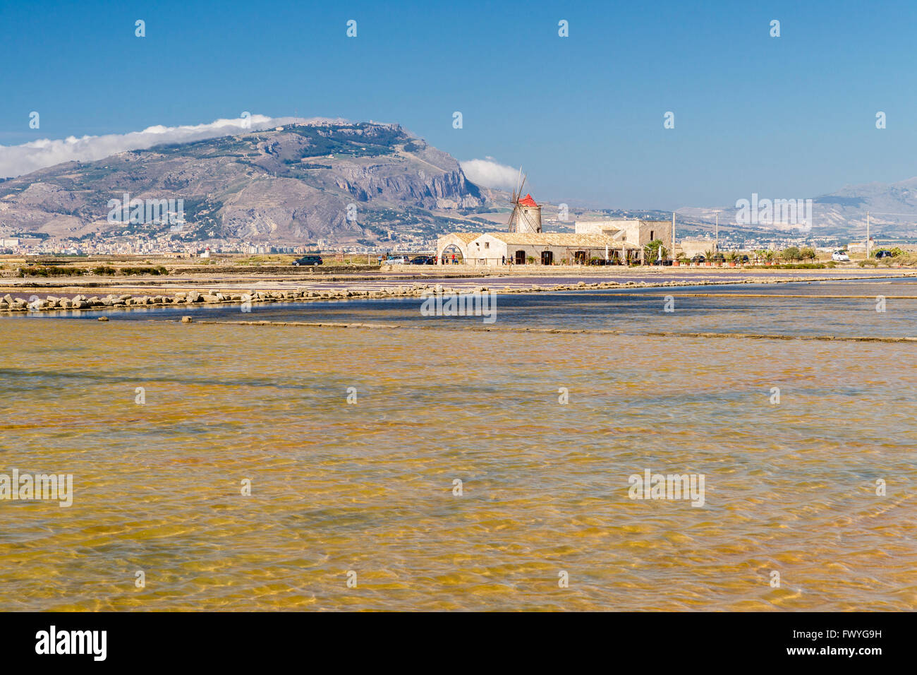 Sicily saltworks windmill hi-res stock photography and images - Alamy