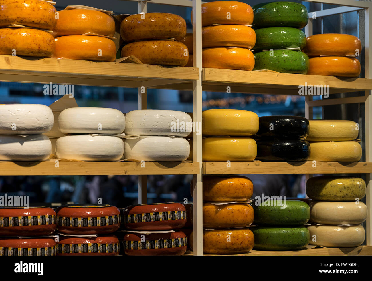 Stall with cheese wheels, Market Hall, Rotterdam, Holland, The ...