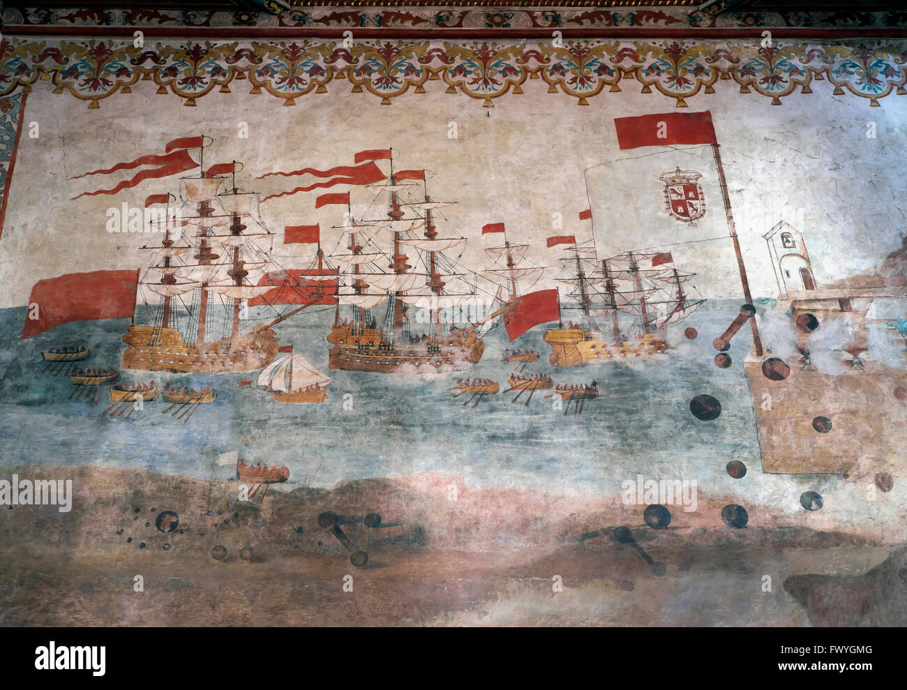 Mural, Iglesia Nuestra Senora de la Asuncón, San Sebastian de la Gomera ...