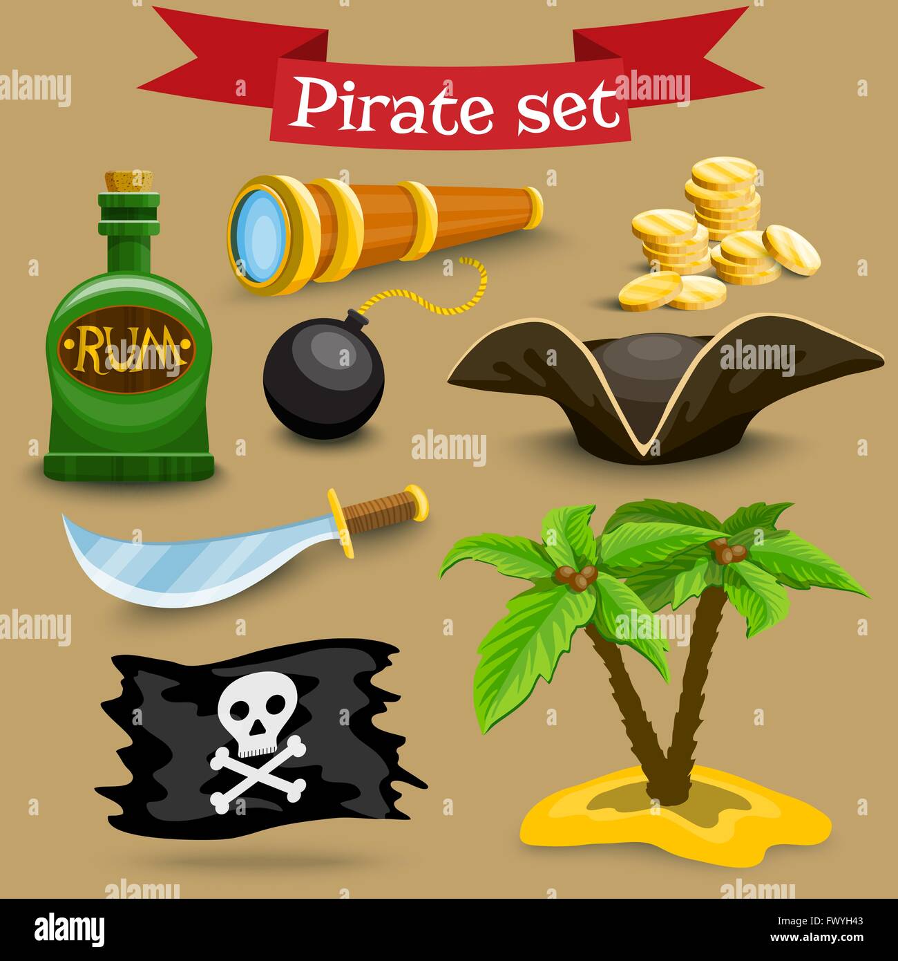 Pirate hat tricorn sword Stock Vector Images - Alamy